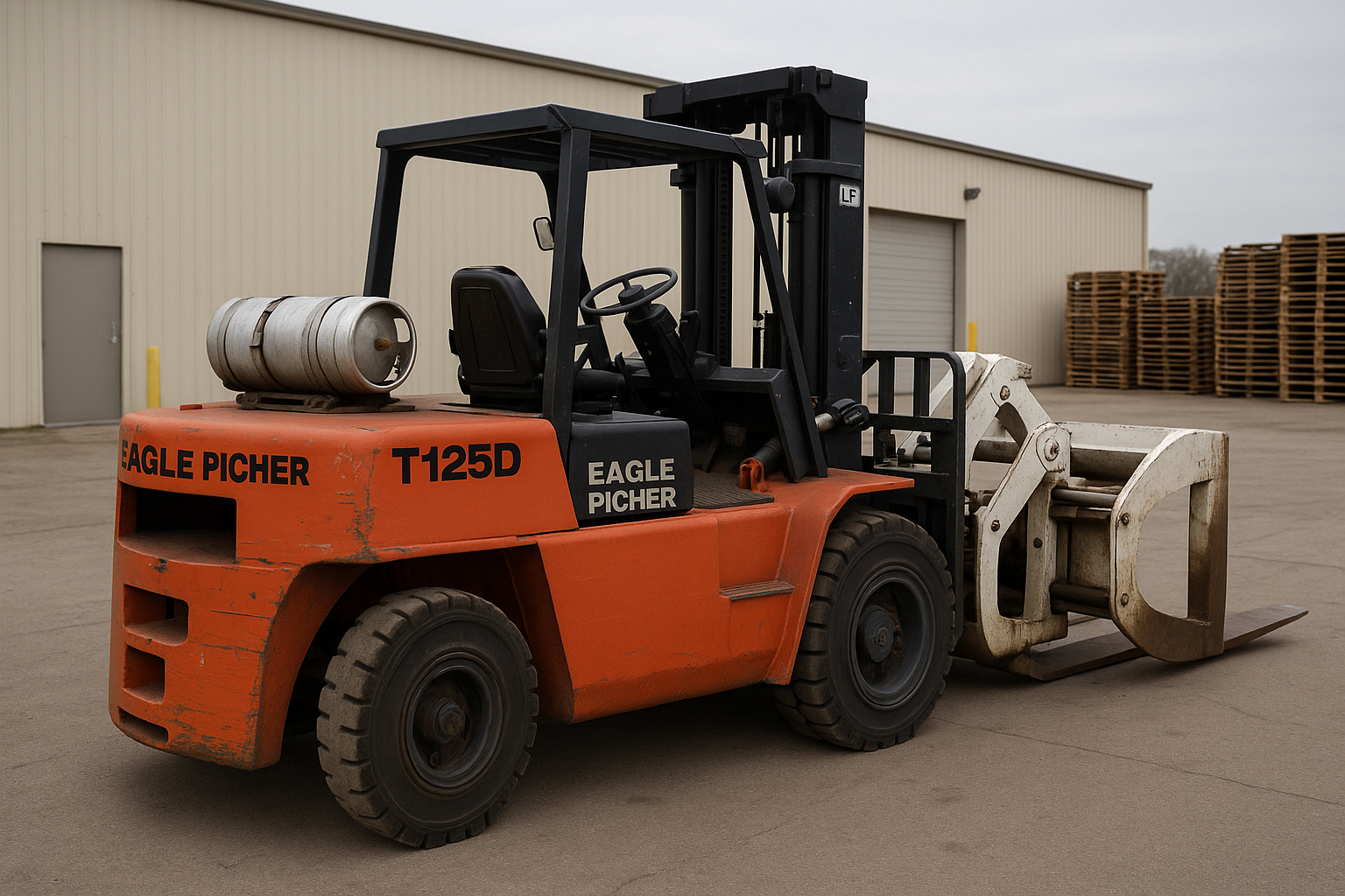 How Adding Forklift Attachments to a 12,500 lb Eagle Picher T125D ...